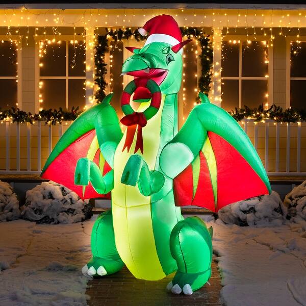 Syncfun 8 FT Christmas Dragon Inflatable, Realistic Green Dragon ...