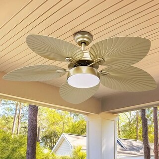52'' Ceiling Fan Light Palm Leaf Blades 3 Speed Fan Lamp Remote - 52" x ...