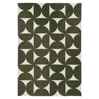Jardime Green and Ivory Geometric Washable Rug - Bed Bath & Beyond ...