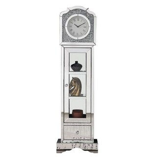 63 Inch Doe Mirrored Grandfather Clock, 3 Shelves, Ornate Design ...