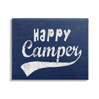 Stupell Blue Vintage Style Happy Camper Typography Canvas Wall Art ...