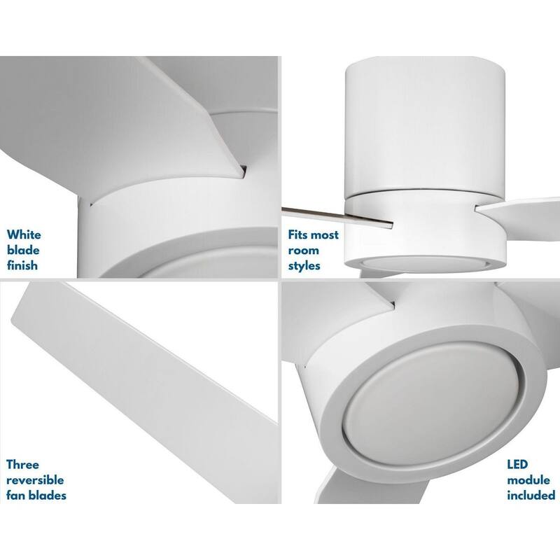 Braden 44-Inch 3-Blade Matte White LED Indoor Hugger Ceiling Fan - 44 ...