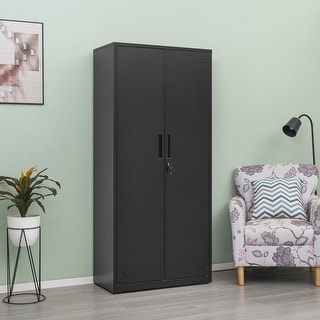 High Storage Cabinet with 2 Doors and 4 Partitions to Separate 5 ...