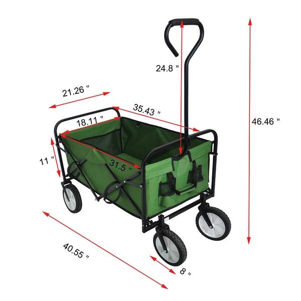 Green Folding Wagon Cart Canvas Fabric Shopping Cart Push Wagon - Bed ...