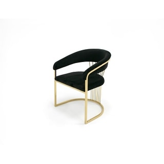 Modrest Linda Modern Black Velvet and Gold Dining Chair - Bed Bath ...