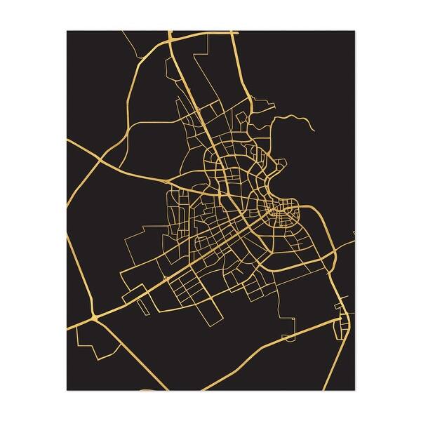 Doha Qatar Doha Qatar Gold City Street Map Maps Art Print/Poster - Bed ...