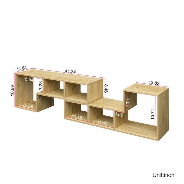 Abstract Living Room Bookcase Double L-Shaped Low Floor TV Stand with ...