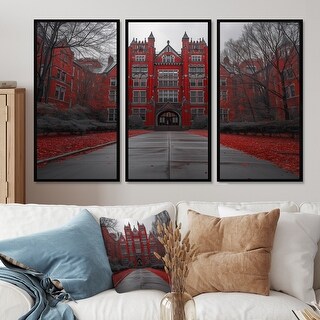 Designart - Monochrome Grey And Red UnIVersity Building IV - College ...