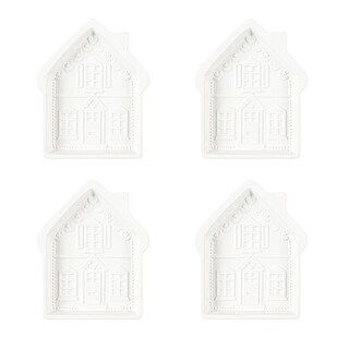 6.25" Ceramic House Shaped Appetizer Plates, Set of 4, Nordic Woods ...