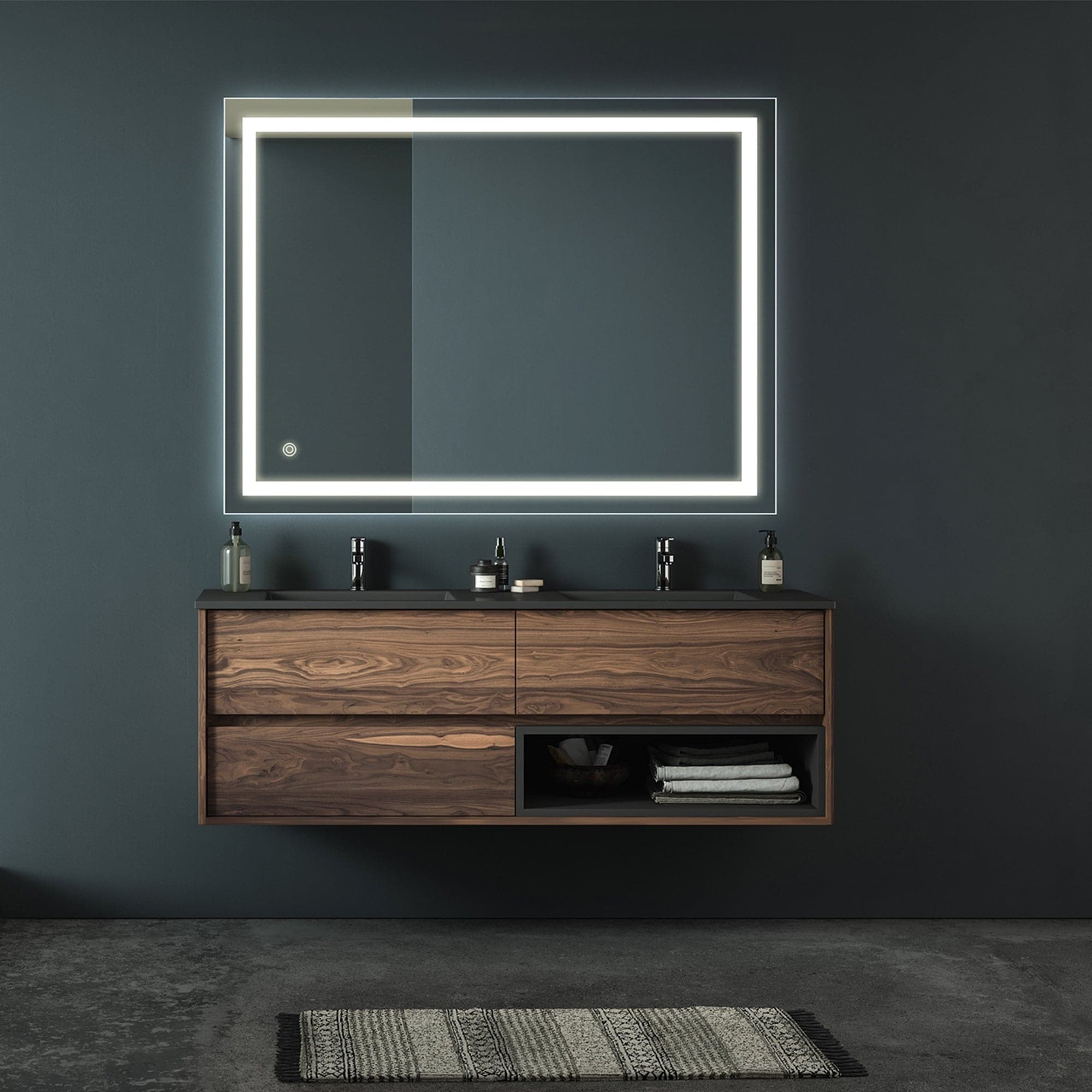 Round Frameless Dimmable Wall Mounted LED Bathroom Vanity Mirror - On ...