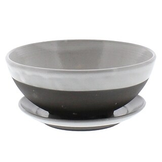 7 Inch Round Bowl with Saucer, Ceramic, White, Gray - Bed Bath & Beyond ...