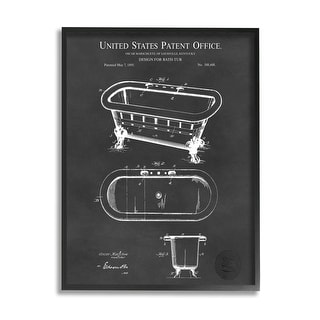 Stupell Bathroom Tub Patent Diagram Framed Giclee Art, Design by Karl ...
