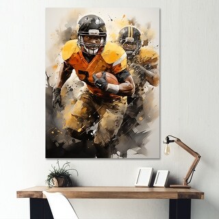 Designart "Yellow Football Dynamic Plays II" Football Wall Art Prints ...