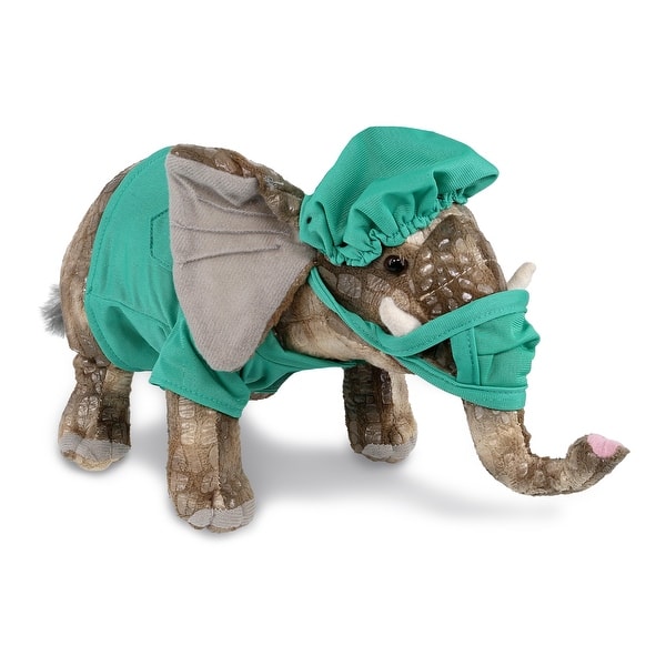 DolliBu Elephant Doctor Plush with Cute Scrub Uniform and Cap Outfit ...
