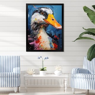 Designart "Blue And Yellow Duck Portrait III" Duck Wall Decor White ...