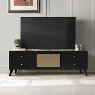 CraftPorch Mid-Century Modern Black TV Stand Console - Bed Bath ...
