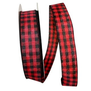 Red and Black Hilltop Cabin Buffalo Plaid Wired Ribbon - Bed Bath ...