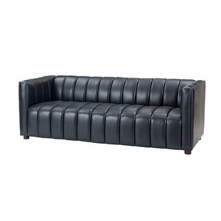 Leather Tight Seat Sofa Channel-tufted Back Couch Tuxedo Sofa - Bed ...