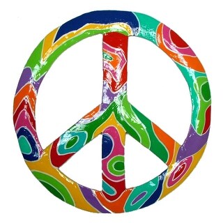 Tropical Psychodelic Peace Sign Decor Haitian Metal 9 inch Wall Art ...