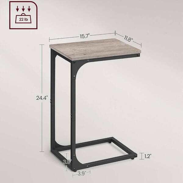 C-Shaped End Table Set of 2,with Metal Frame,Greige and Black - 8' x 10 ...