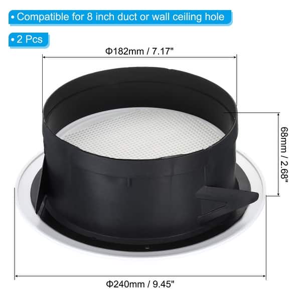 8" Round Air Vent 2pcs Ceiling Diffuser Grill Soffit Vent with Screen ...