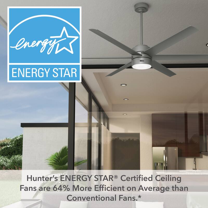 Hunter 72" Solaria Outdoor Ceiling Fan with LED Light, Wall Control ...
