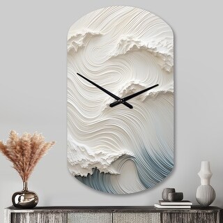 White And Blue Wave Papercut Style I - Coastal Waves Wall Clock in ...