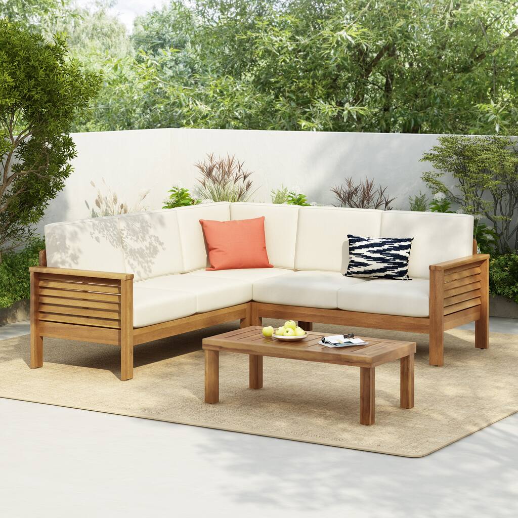 Christopher Knight Home - Calliope Acacia Wood 6 Piece Outdoor Chat Set ...