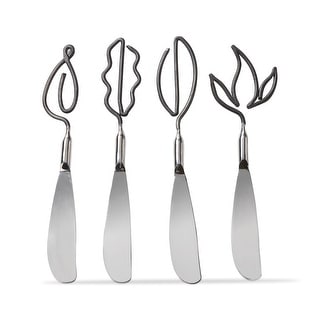 Leaf Design Stainless Steel Spreaders Black Set of 4, 6.5L x .87W ...