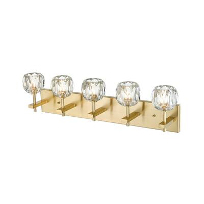 A gold frame wall sconce with clear crystal shades - Bed Bath & Beyond ...