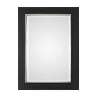 46" Aged Black Basket Weave Textured Black Wall Mirror - Bed Bath ...