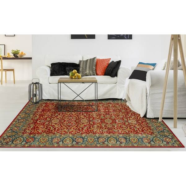 Noori Rug Turkish-Knotted Ankara Subhan Red/Blue Rug - 6'2" x 9'5 ...