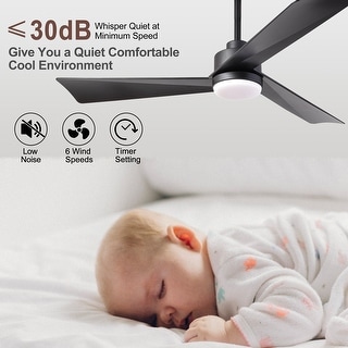 Dimmable Smart Ceiling Fan, Reversible Blades Ceiling Fans, Matt Black ...