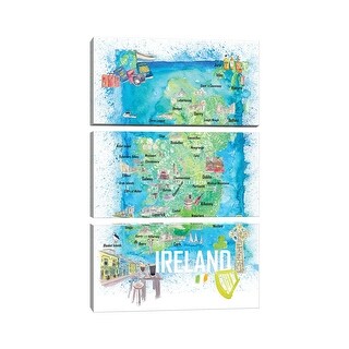 iCanvas "Ireland Illustrated Travel Map With Roads And Highlights" by ...