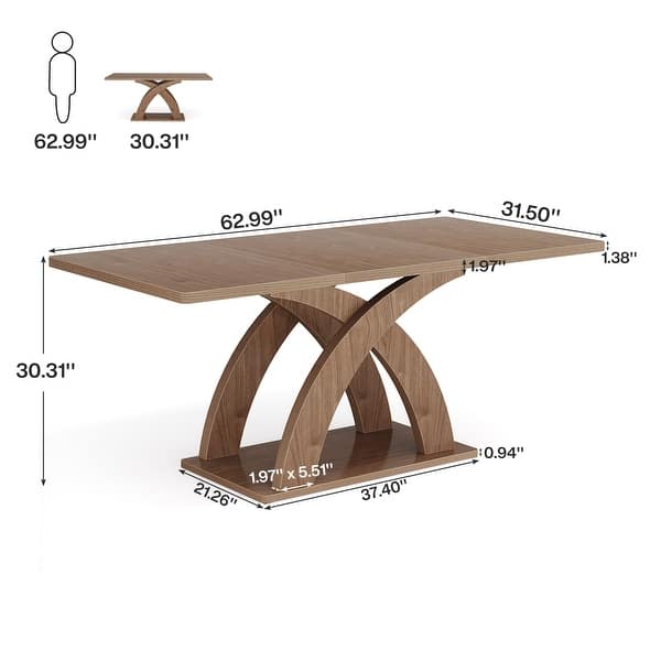63-Inch Wood Farmhouse Dining Table for Dining Room Kitchen - Bed Bath ...
