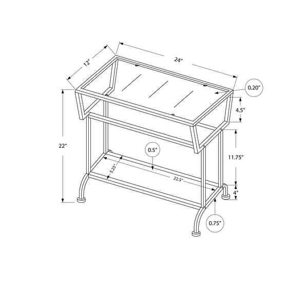 Dark Taupe Black Metal 22nch Accent Table w/ Tempered Glass - Bed Bath ...