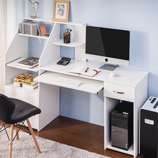 Multi-Functions Computer Desk with Cabinet (White) - Bed Bath & Beyond ...