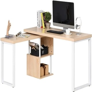 L Shaped Table with Storage Shelves - Bed Bath & Beyond - 39975272