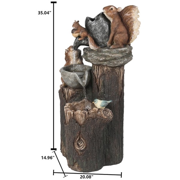 Resin Squirrels on Posts Outdoor Fountain with LED Light - Bed Bath ...