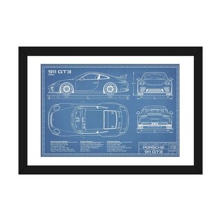 iCanvas "Porsche 911 GT3 (991) Blueprint" by Action Blueprints - Bed ...