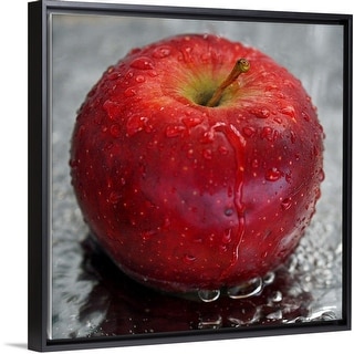 "Red apple sitting in water" Black Float Frame Canvas Art - Bed Bath ...