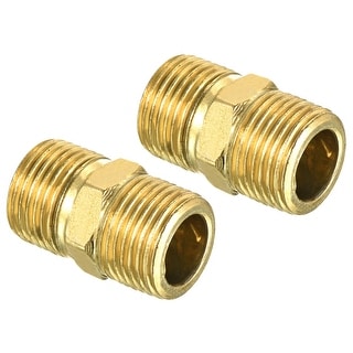 Pipe Fitting 3/8PT Male Thread Hex Extension Connector Adapter Gold ...