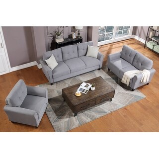 Living Room Sofa Set Linen Upholstered Couch Furniture for Home or ...