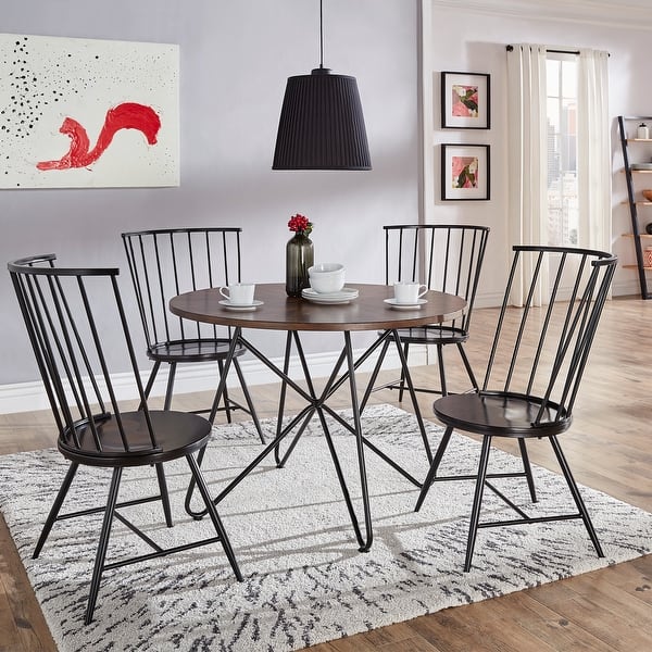 Mabel 42-inch Iron and Wood Round Dining Table or Dining Set by iNSPIRE ...
