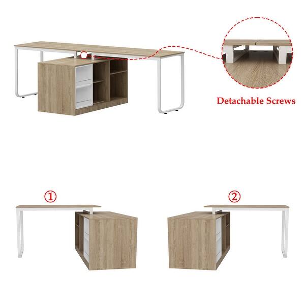 Spacious Dual-User Office Desk with Configurable Drawers or Shelving ...