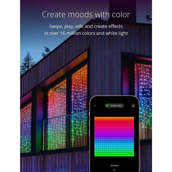 Twinkly Curtain App-Controlled Smart LED Christmas Lights 210 RGB Multicolor - 22.4 - Bed Bath ...