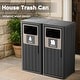 Outdoor Double Barrel Trash Can,Waterproof Resin Garbage Can with ...