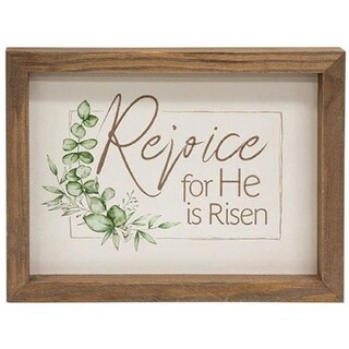 Rejoice for He Is Risen Framed Sign - 8.5"L x 0.5"W x 6.5"H - Bed Bath ...