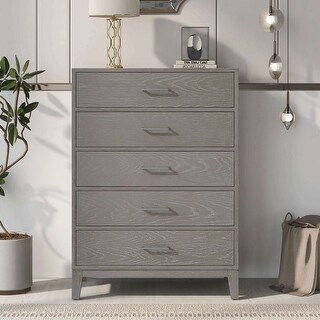 Modern Concise Style Solid wood Grey grain Five-Drawer Chest - Bed Bath ...