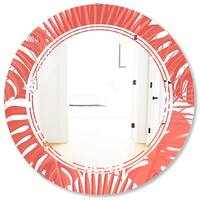 Designart 'Tropical Retro Foliage Coral I' Printed Modern Round or Oval ...